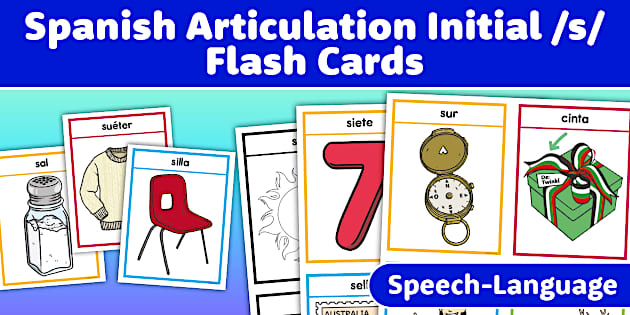 Spanish Articulation Initial /s/ Words Flash Cards for SLP