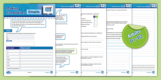 ESL Making Complaints (Emails) Activity Sheet [Adults, B1-B2]