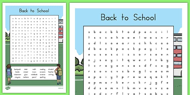 Back to School Word Search