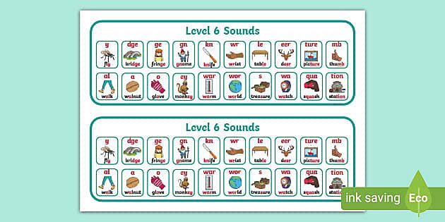 Level 6 Phonics Sound Table Strip Primary Resources