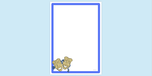 Simple Blank Theatrical Masks Page Border | Page Borders