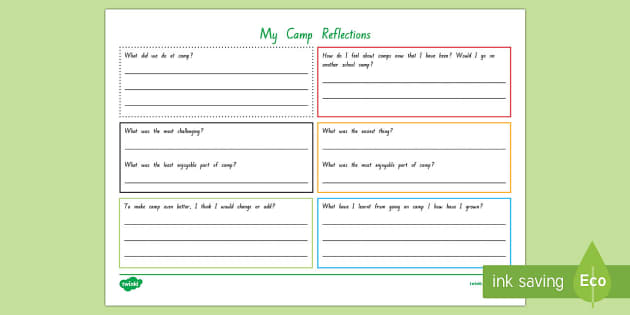 Camp Reflection Worksheet / Worksheet (teacher made)
