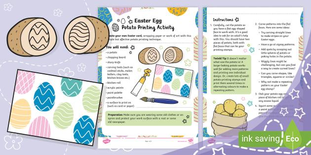 Easter Egg Potato Printing Activity (Ages 5 - 7) - Twinkl