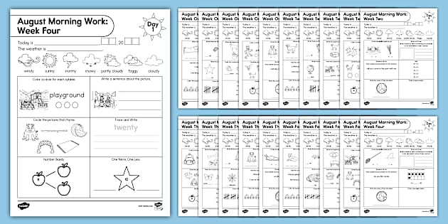 First Grade August Morning Work Bundle (Lehrer gemacht)