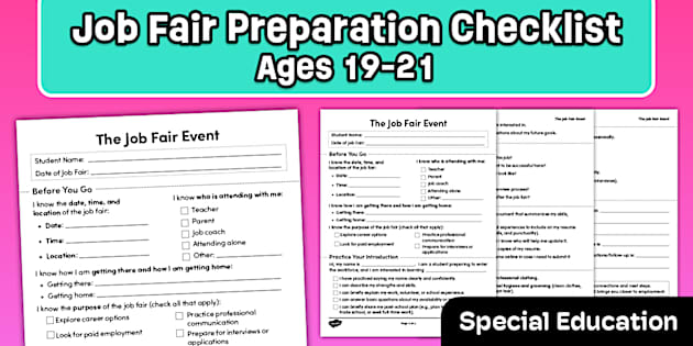 Job Fair Preparation Checklist for Special Education | Ages 19-21
