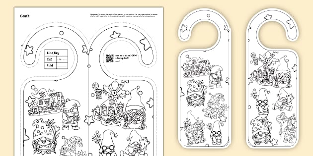 Gonk Colouring Door Hanger Worksheet - Twinkl