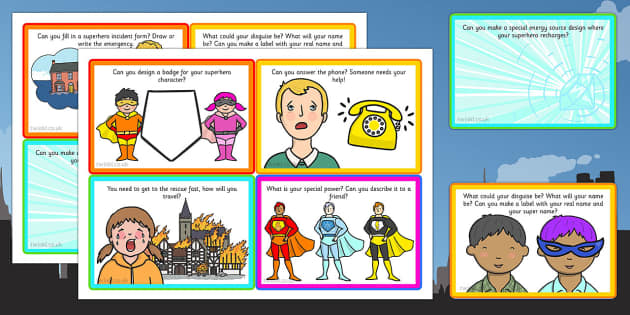 Superhero Role Play Challenge Cards - challenge cards, superhero