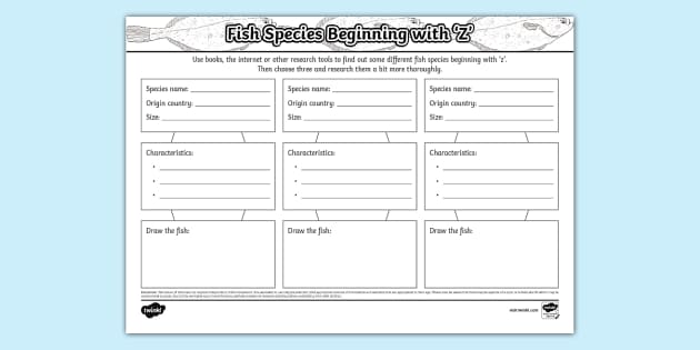 Fish Names That Start with 'Z' Research Activity