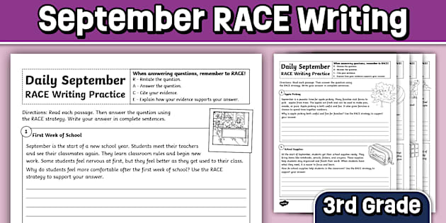 Third Grade September RACE Writing Morning Work