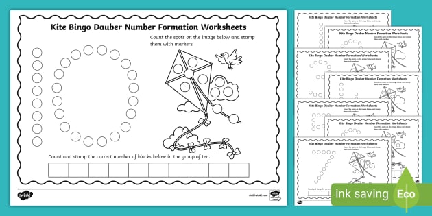 FREE! - Kite Bingo Dauber Number Formation Worksheets
