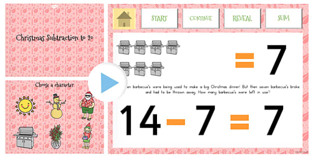 Christmas Subtraction to 20 PowerPoint