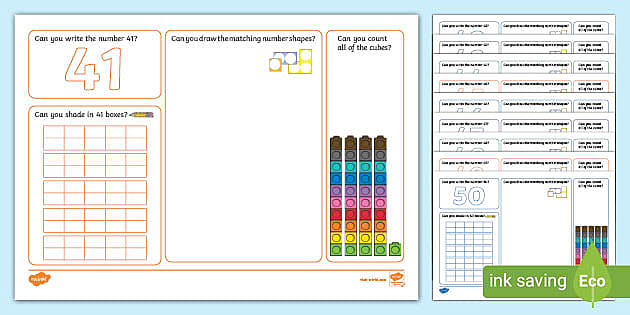 All About the Numbers 41 to 50 Activity Mat Pack