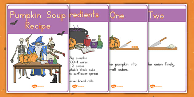 Pumpkin Soup Recipe Sheets (profesor hizo) - Twinkl