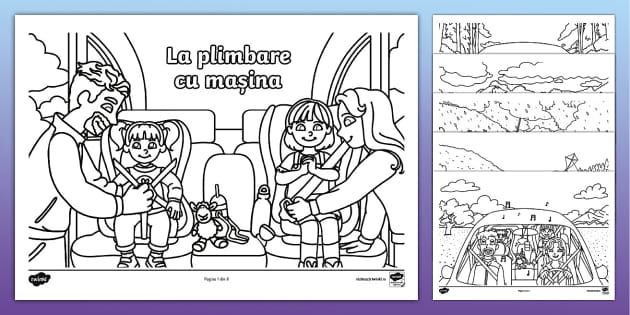 La plimbare cu mașina – Desene de colorat - Twinkl
