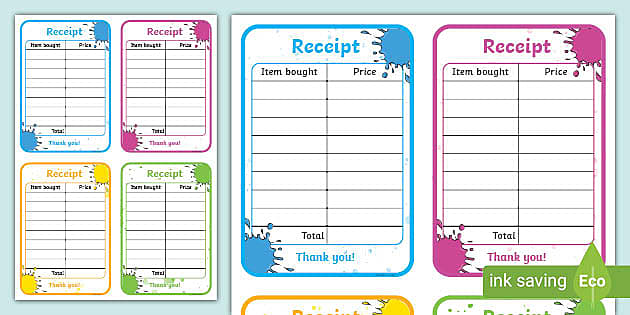 Paint Shop Role Play Receipt (Teacher-Made) - Twinkl