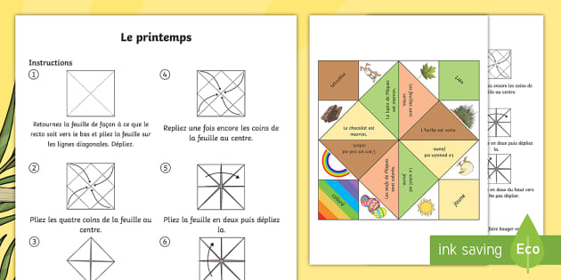 Easter and Spring Vocabulary Fortune Teller Template French