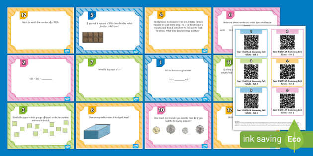 Year 3 NAPLAN Numeracy Exit Tickets - Maths - Australia