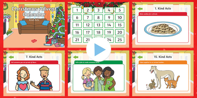 Acts of Kindness Advent Calendar PowerPoint - Christmas, kindness, advent