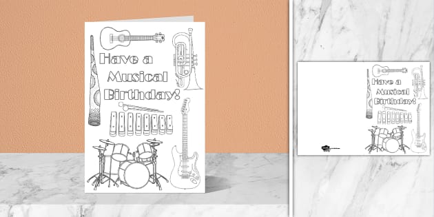 Musical Birthday Colouring Card | Twinkl Party - Twinkl