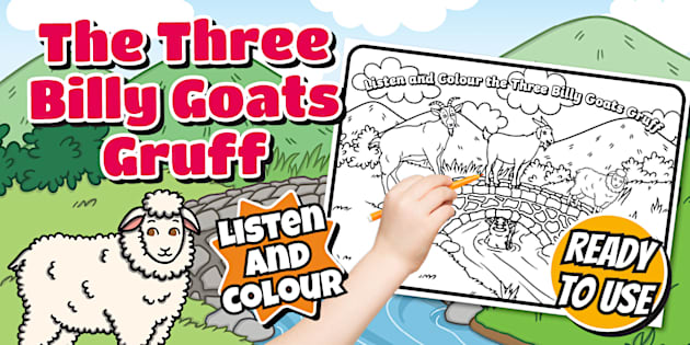 Three Billy Goats Gruff Listening Colouring Activity Sheet