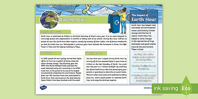 Earth Hour Fact File - Resources - KS2 (l'enseignant a fait)