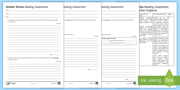 Sinister Stories Differentiated Reading Assessment Pack