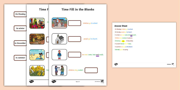 Colourful Semantics Time Fill in the Blanks Activity Colourful Semantics Time Fill in the Blanks Activity