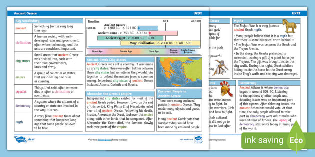 History Knowledge Organiser: Ancient Greece KS2 - Twinkl