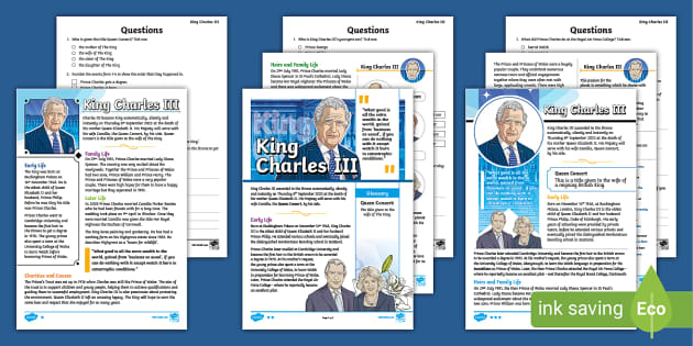 King Charles III Reading Comprehension Activity [Ages7-9]