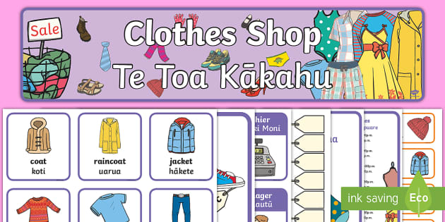 Clothes Shop Role-Play Pack English/Te Reo Māori - Twinkl