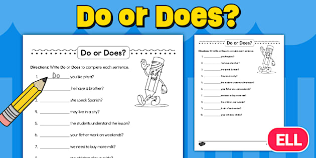 Do or Does Worksheet for ELL