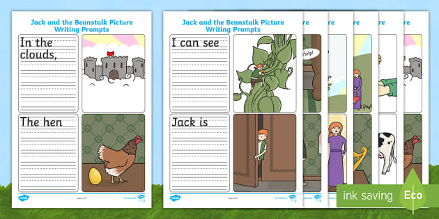 Jack and the Beanstalk Simple Sentence Writing Prompt Pictures Activity Jack and the Beanstalk Simple Sentence Writing Prompt Pictures Activity