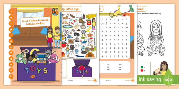 Phonics Home Learning Activity Booklet Level 2 s, a, t, p, i, n, m, d ...