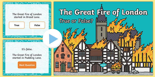 Great Fire of London: True or False? KS1 Quiz PowerPoint