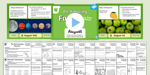 KS2 August Amazing Fact of the Day PowerPoint and Activity Pack