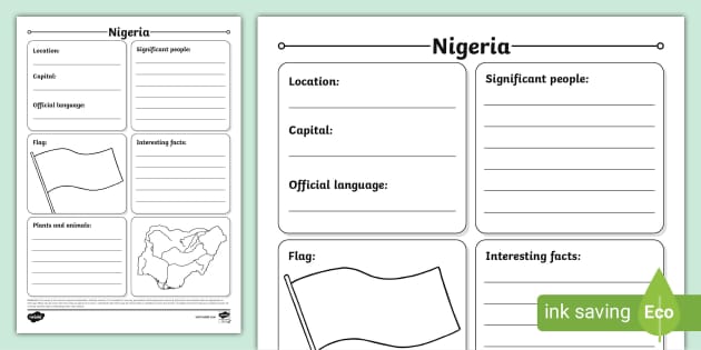 KS1 Nigeria Fact File Template,Nigeria - Twinkl