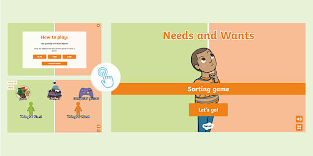 Needs and Wants Interactive Sorting Game (teacher made) Needs and Wants Interactive Sorting Game (teacher made)
