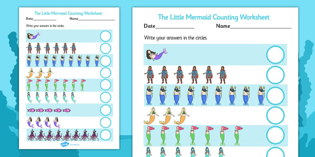 The Little Mermaid Counting Sheet (teacher made) - Twinkl
