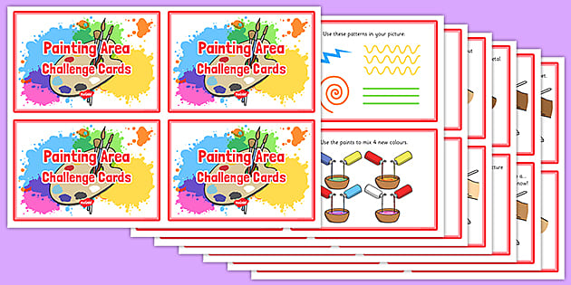 Painting Area Challenge Cards (teacher made) - Twinkl
