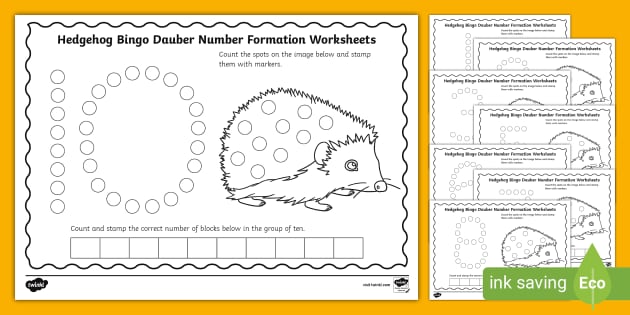 Hedgehog Bingo Dauber Number Formation Worksheets | Twinkl