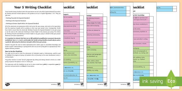 Year 5 Writing Checklist KS2 Year 5 Writing Assessment