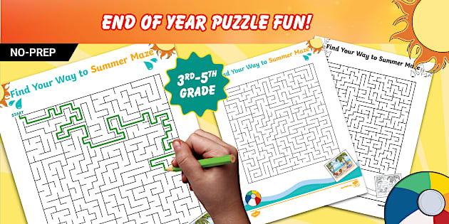 Find Your Way to Summer Maze for 3rd-5th Grade - Twinkl