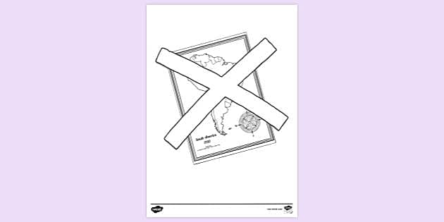 FREE! - Map With Cross Through It Colouring Sheet - Twinkl