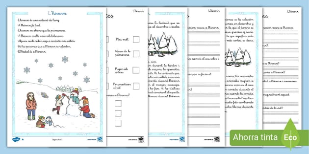 Comprensió lectora per nivells: L'hivern - Català - Twinkl Comprensió lectora per nivells: L'hivern - Català - Twinkl