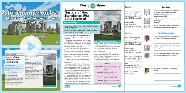 Stonehenge Rocks Reading Comprehension | Twinkl NewsRoom