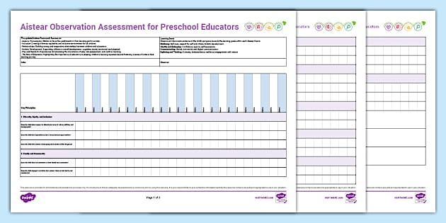 Aistear Observation Assessment for Preschool Educators