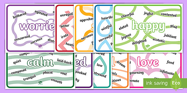 Different Words for Feelings Adjectives Display Posters