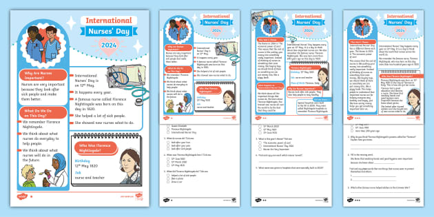 KS1 International Nurses' Day Differentiated Reading Comprehension