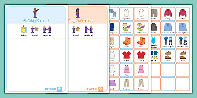 Twinkl Symbols: Getting Dressed and Undressed Sequencing