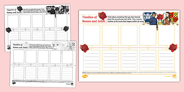 Romeo and Juliet Timeline Worksheet (teacher made) - Twinkl